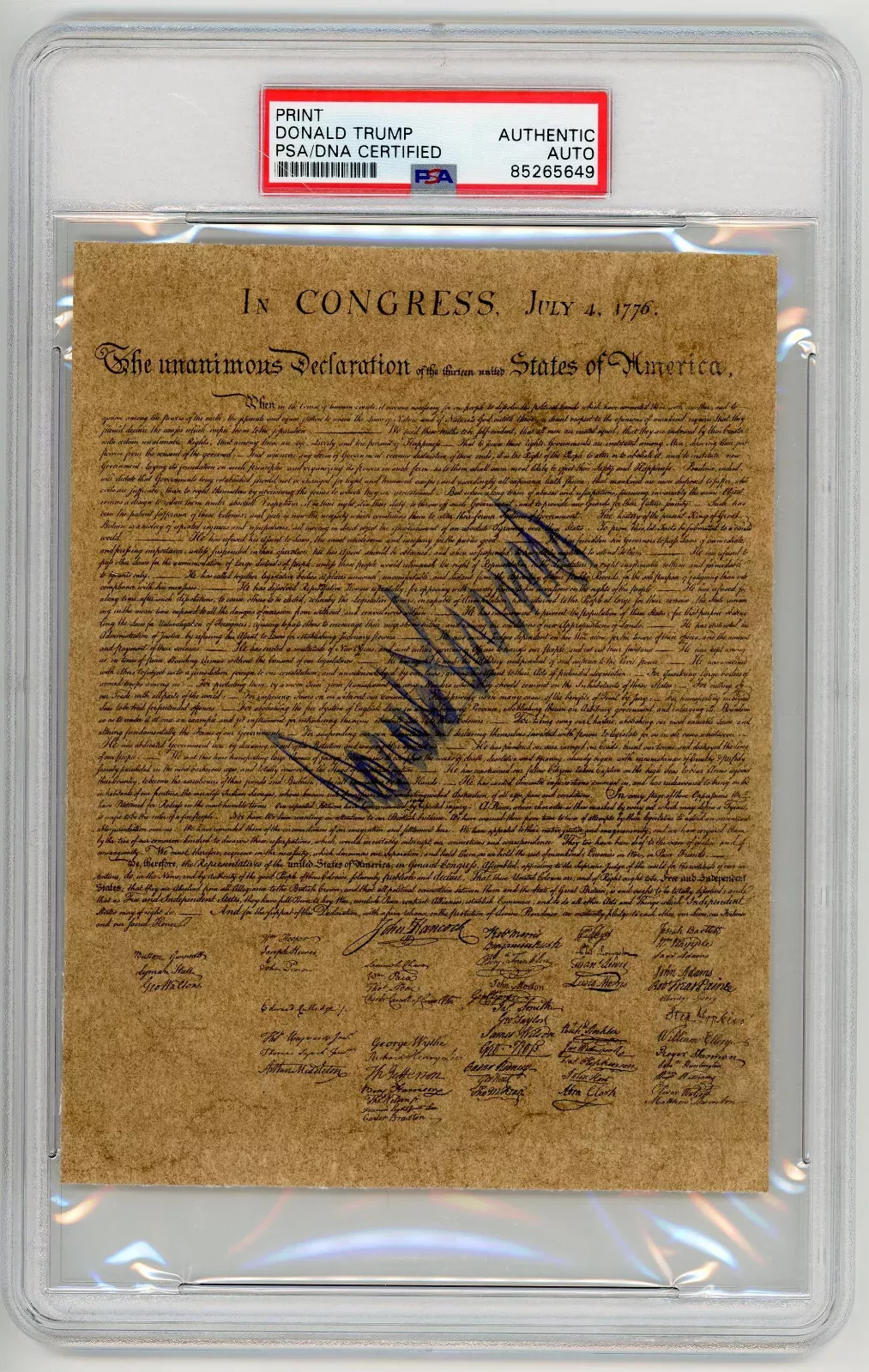 President Donald Trump Signed Declaration Of Independence Print Full ...