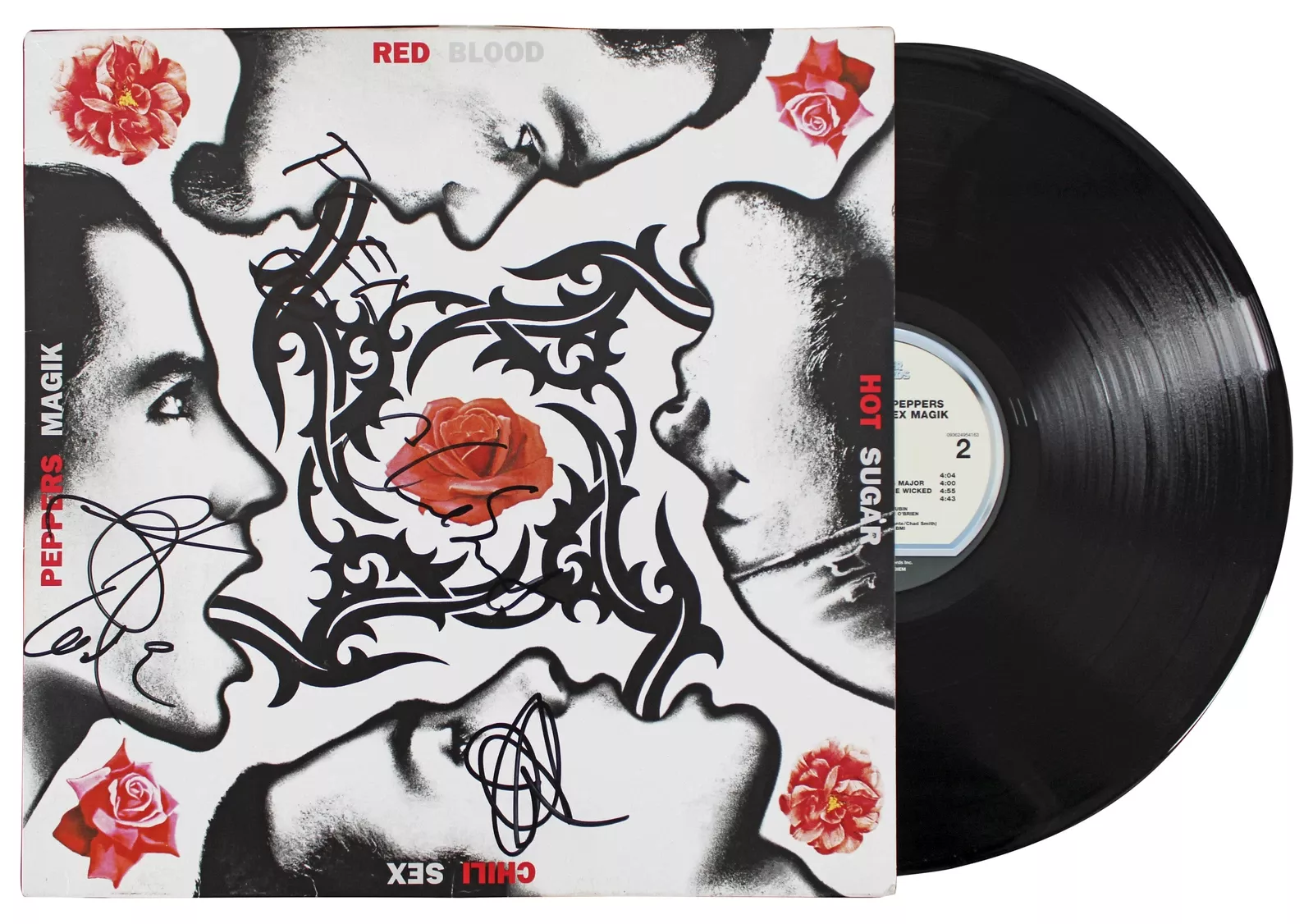 RHCP (4) Kiedis, Flea, Smith, & Frusciante Signed Album Cover W/ Vinyl ...