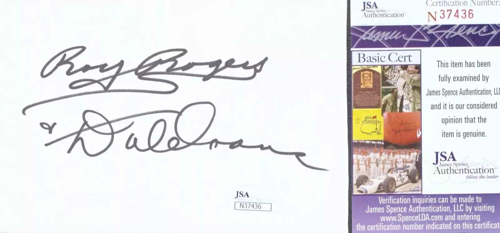 ROY ROGERS & DALE EVANS Signed Autograph 4x6 Card Happy Trails Western ...