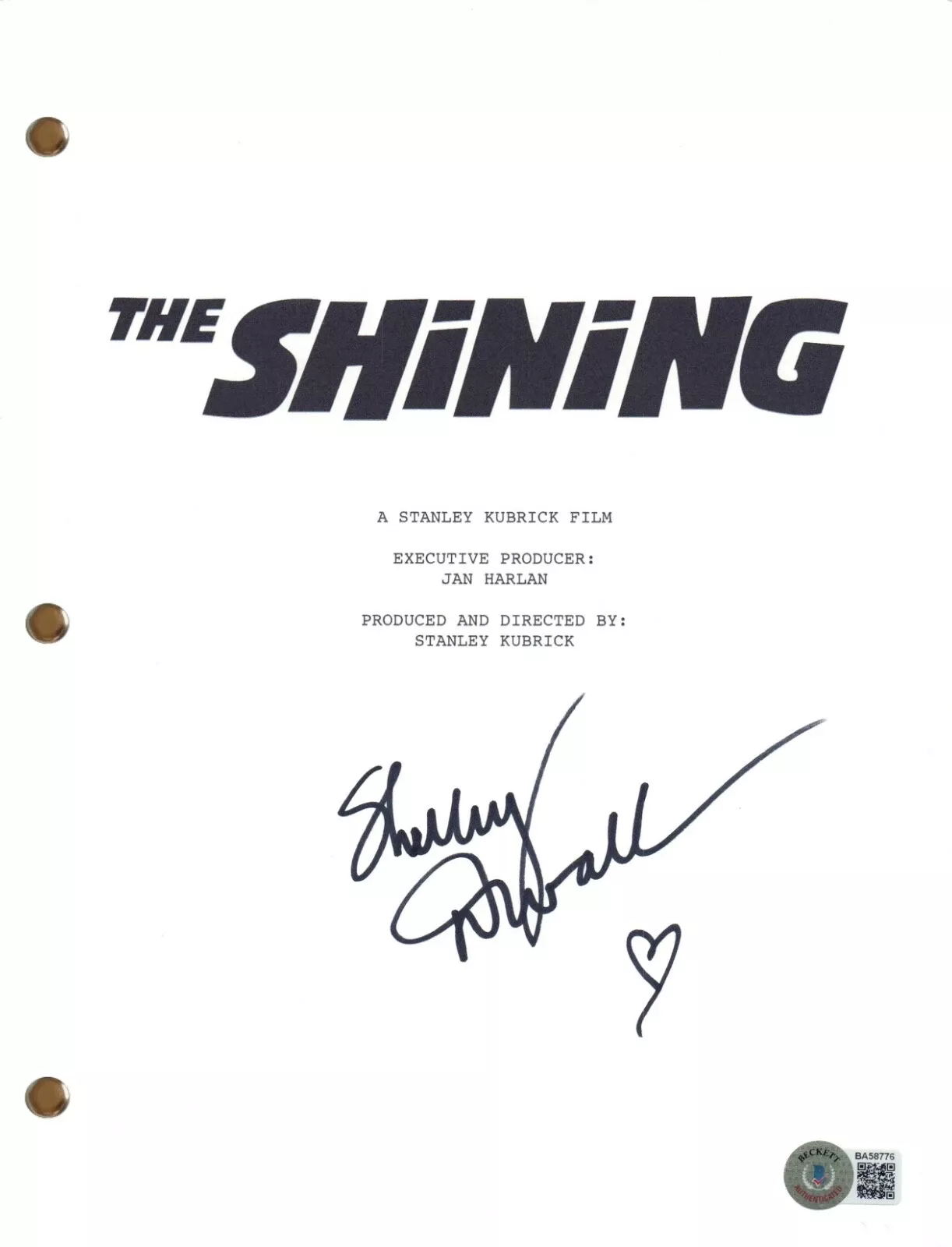 Shelley Duvall "The Shining" Signed Autograph Movie Script Screenplay ...