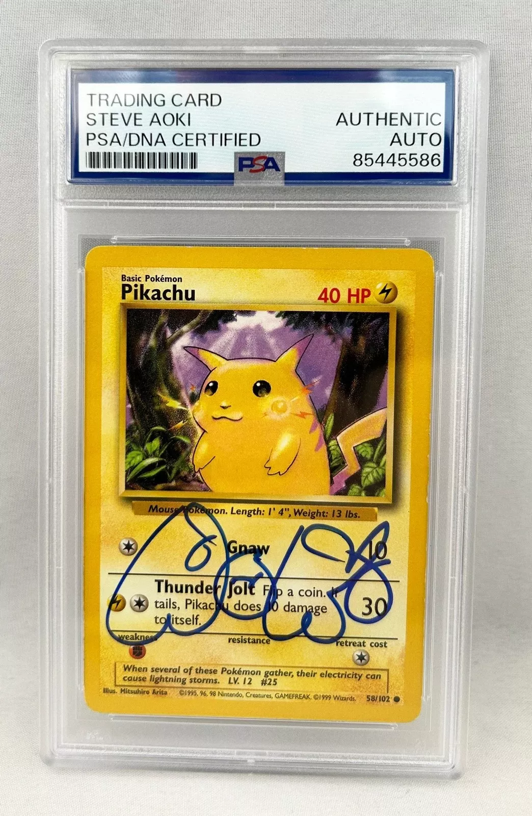 Steve Aoki Signed Card 1995 Pokemon Pikachu 58/102 PSA/DNA 1 COA ...