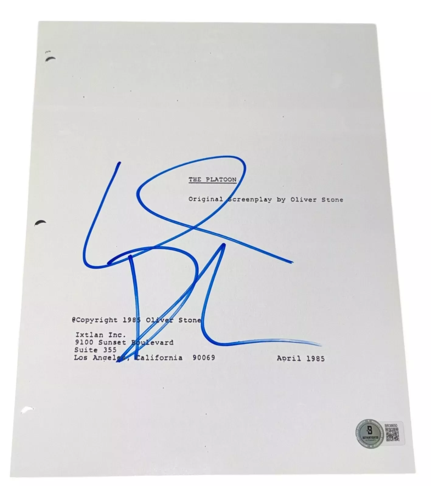 Willem Dafoe Signed Autograph Platoon Full Movie Script Screenplay Beckett BAS | Autographia