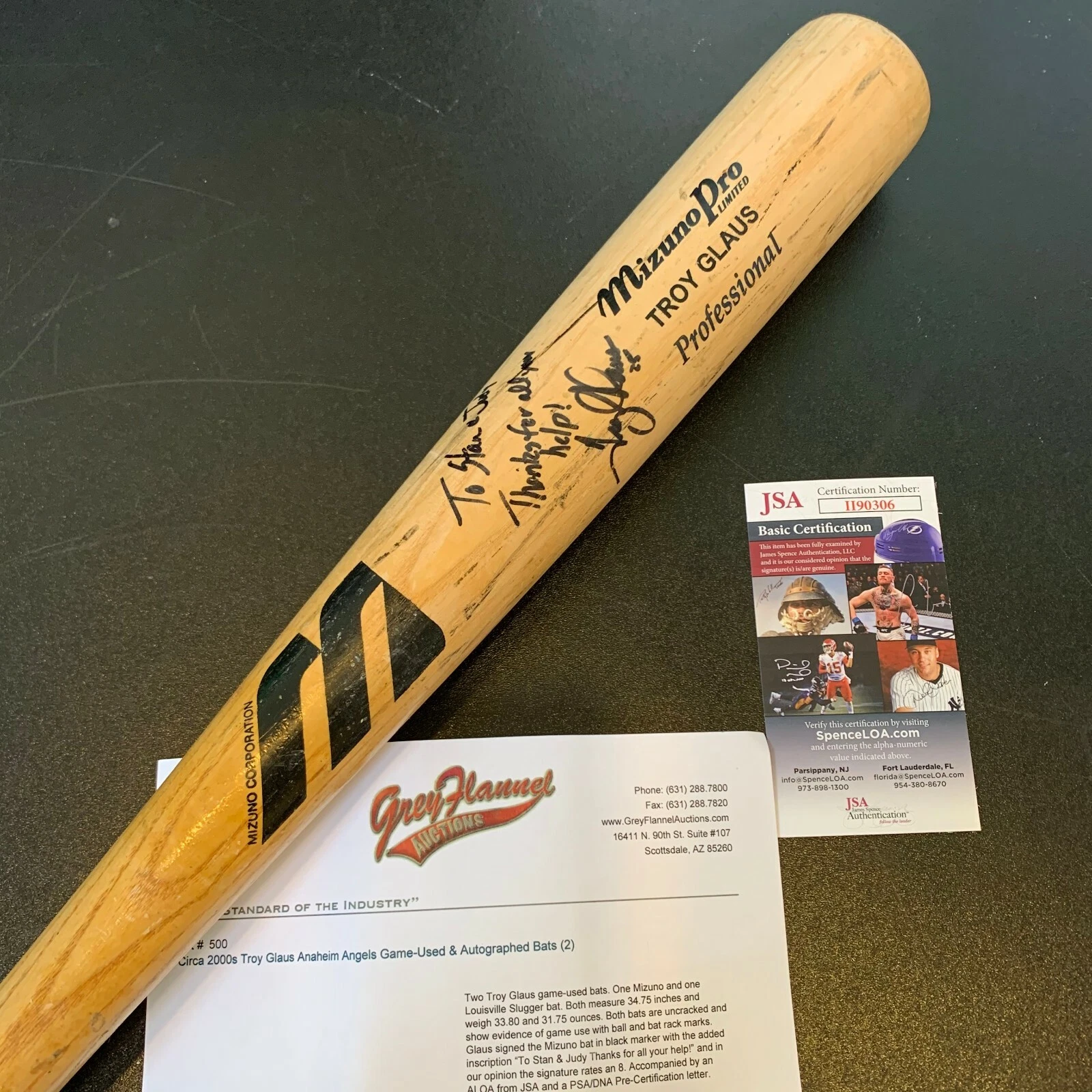 Troy Glaus Signed Game Used Baseball Bat With JSA COA | Autographia