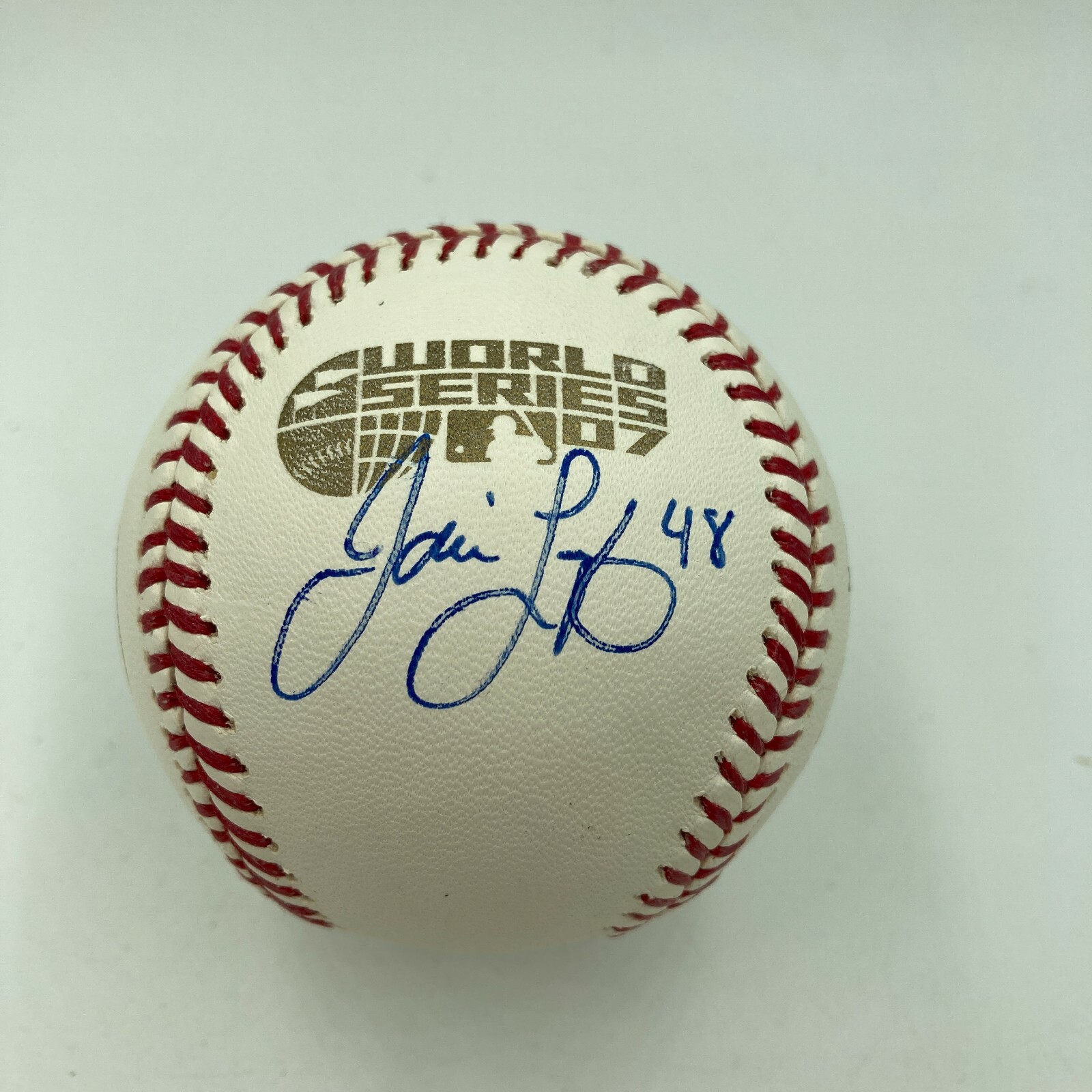 Javier Lopez Signed 2007 World Series Baseball Boston Red Sox | Autographia