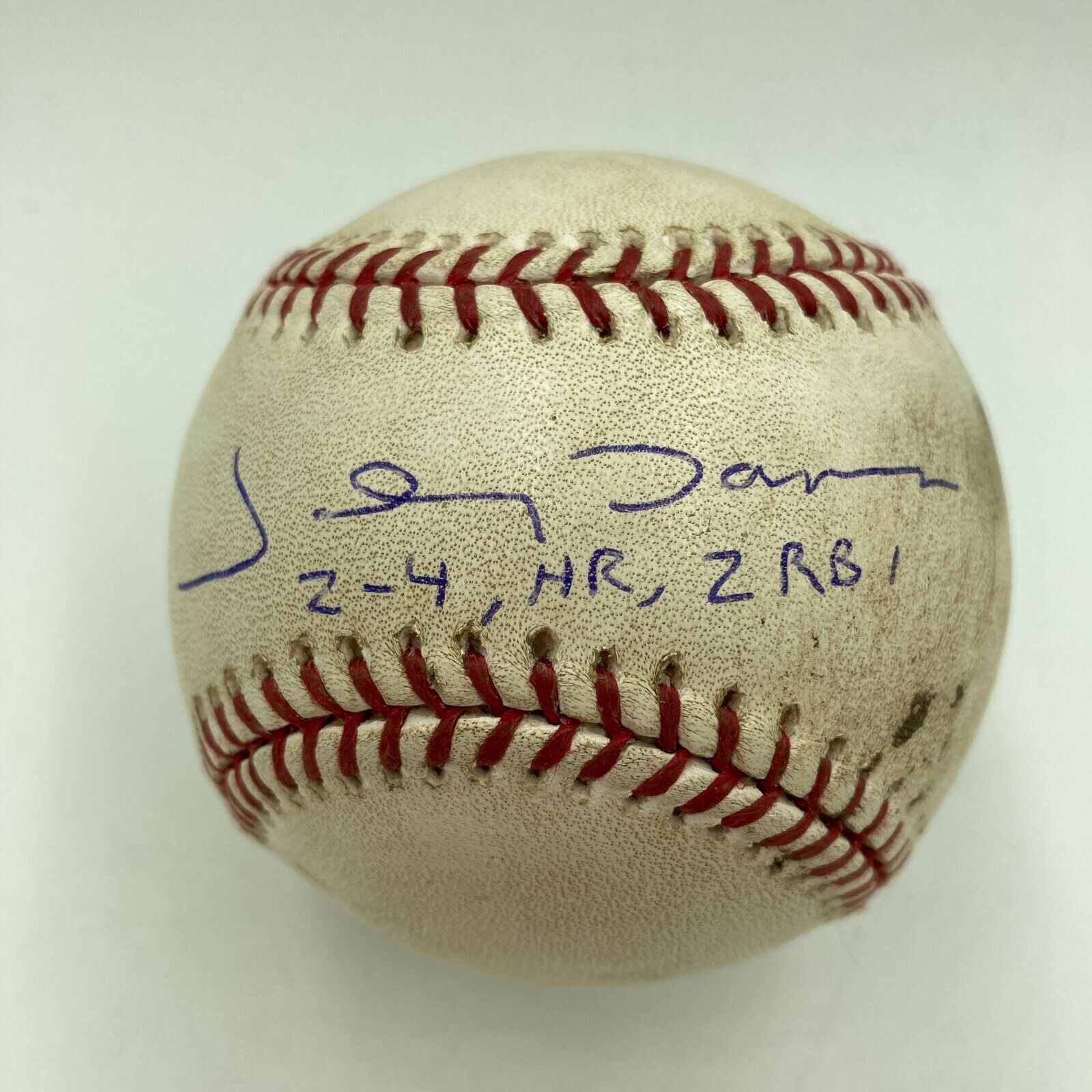 Johnny Damon Signed Game Used Baseball 2-4, HR 2 RBI MLB Authenticated & Steiner | Autographia