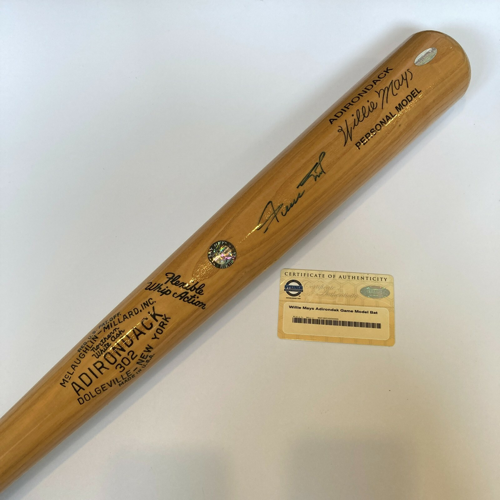 Willie Mays Signed Adirondack Game Model Baseball Bat Steiner COA & PSA ...