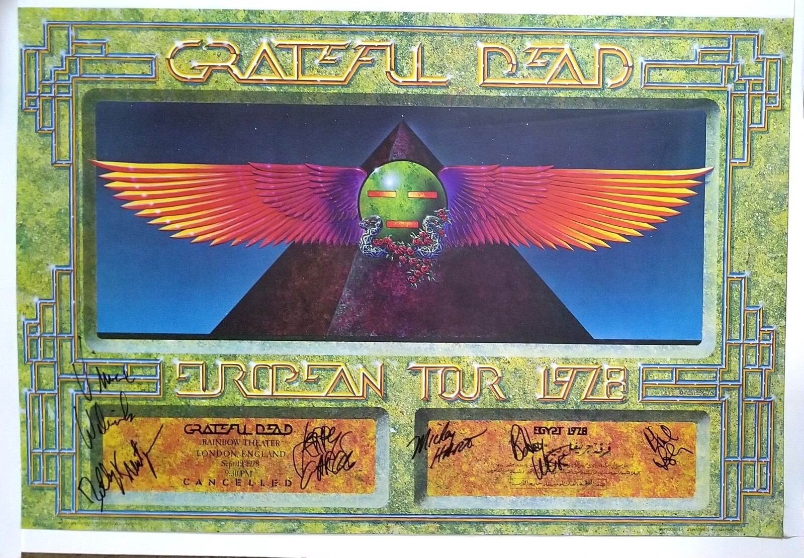 Grateful Dead w/ JERRY GARCIA SIGNED 1978 European Tour Poster JSA LOA ...