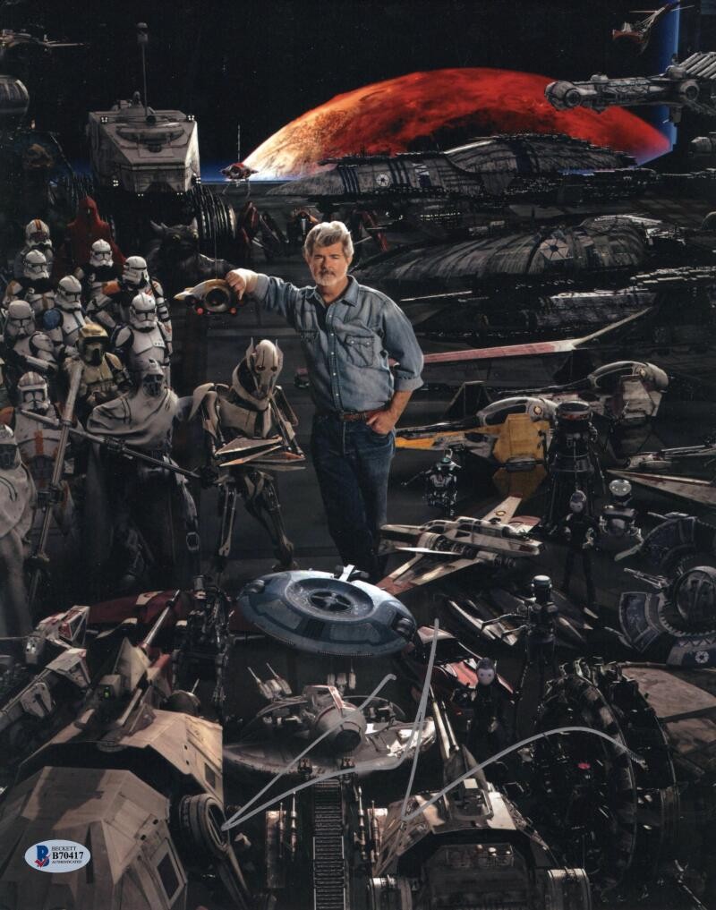 George Lucas Signed Autograph 11x14 Photo - Star Wars Creator on Set ...