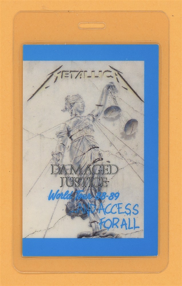 Metallica 1988 Damaged Justice Tour STAFF Laminated Backstage Pass ...