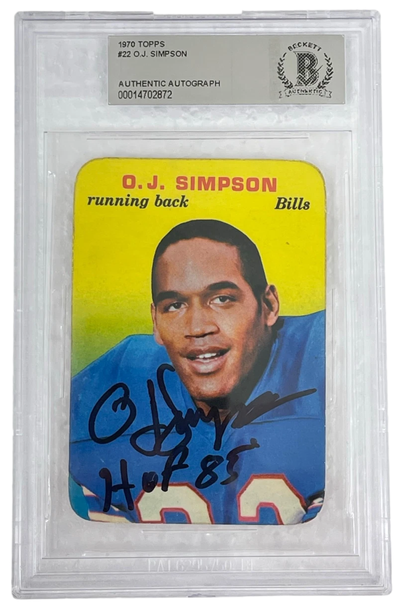 OJ SIMPSON SIGNED 1970 TOPPS INSERT ROOKIE CARD AUTOGARPH INSCRIPTION ...
