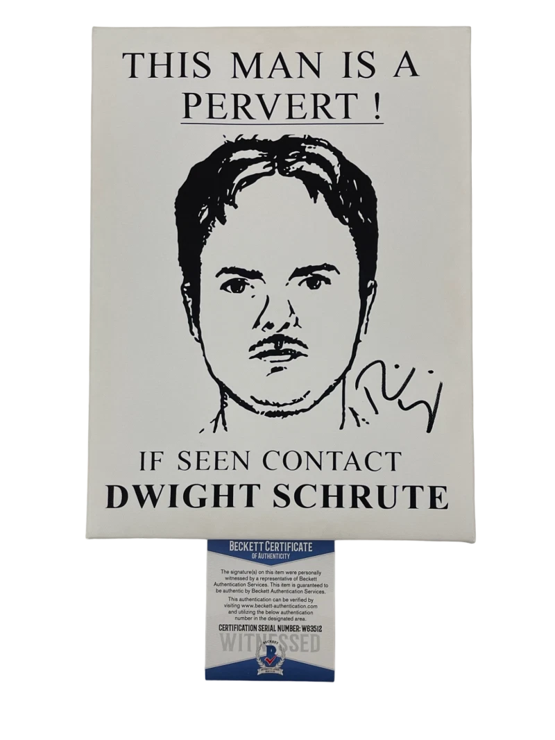 RAINN WILSON SIGNED DWIGHT SCHRUTE CANVAS THE OFFICE AUTOGRAPH BECKETT ...