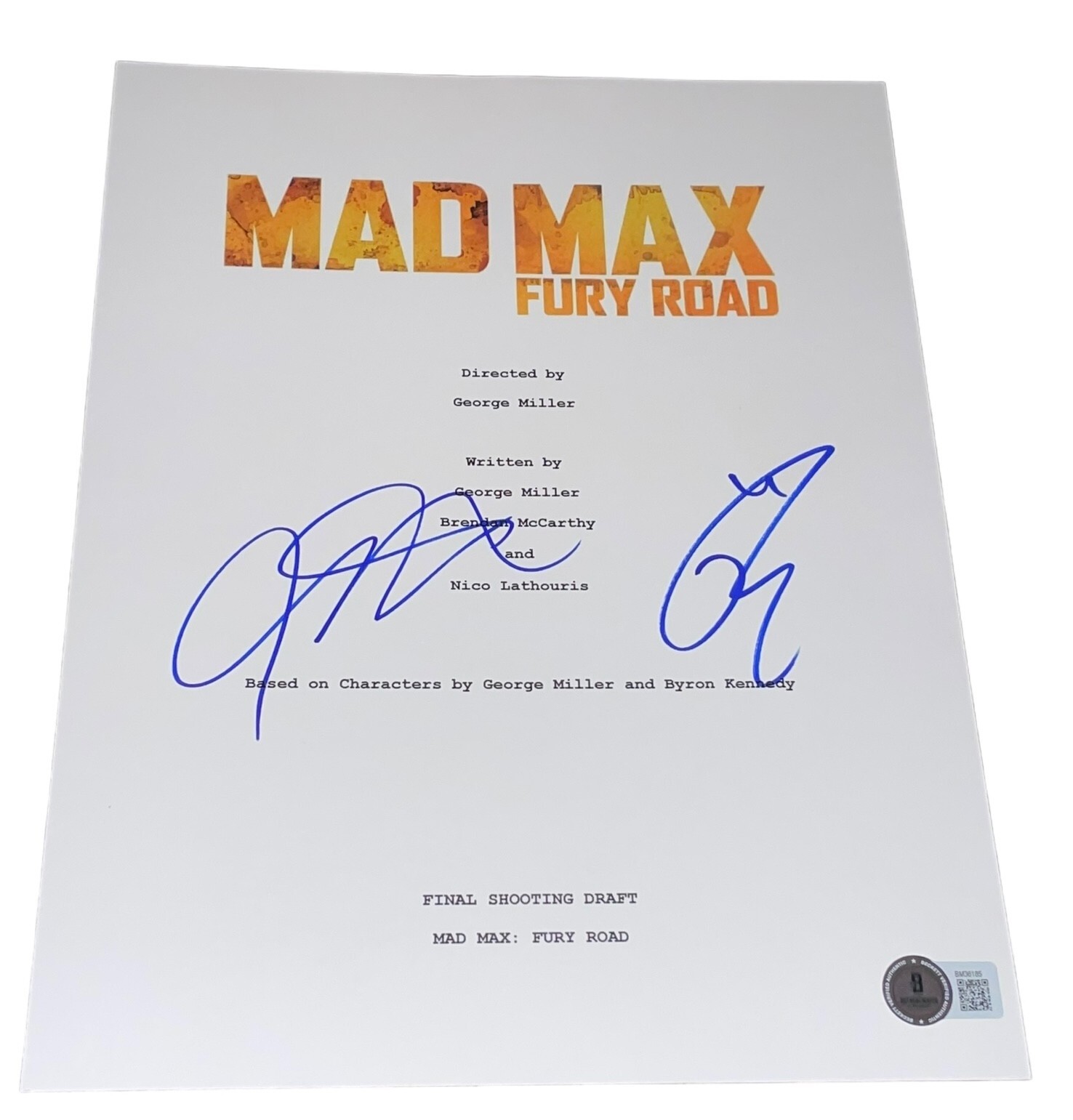 Tom Hardy George Miller Signed Autograph Mad Max Fury Road Script ...