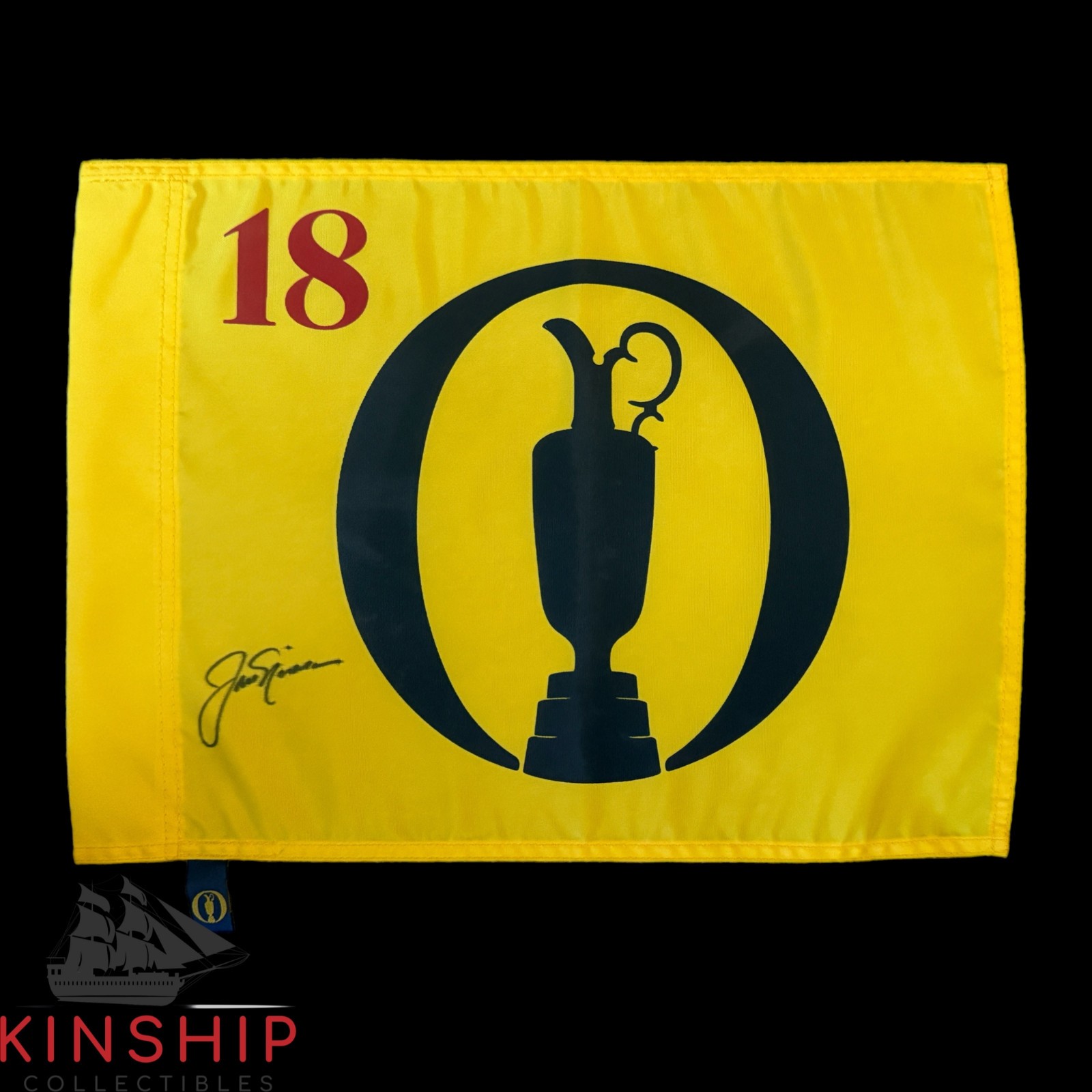 Jack Nicklaus signed British Open Golf Flag Undated JSA LOA Rare Bold ...