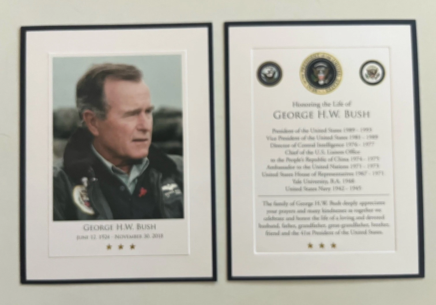 George H. W. Bush Funeral Memorial Original Card | Autographia