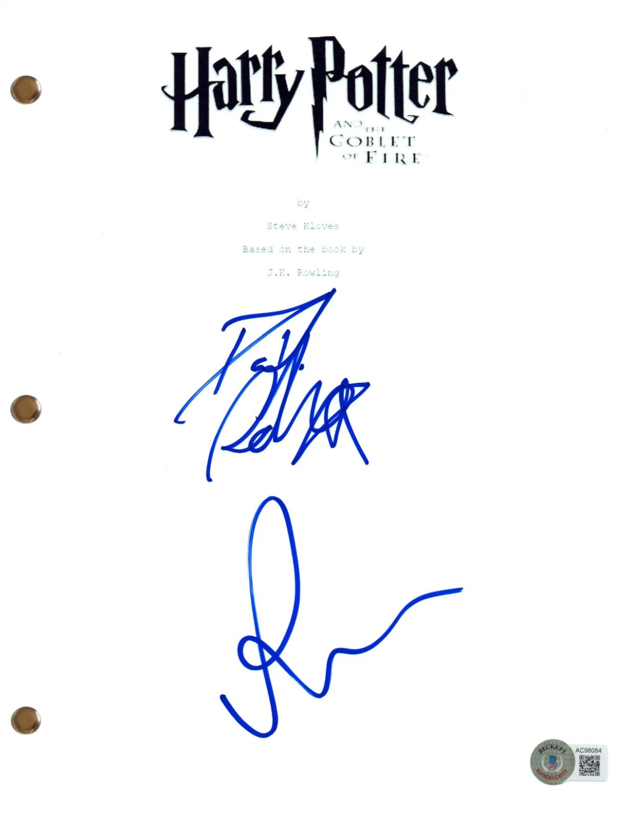 Daniel Radcliffe & Rupert Grint Signed Harry Potter Goblet Script ...