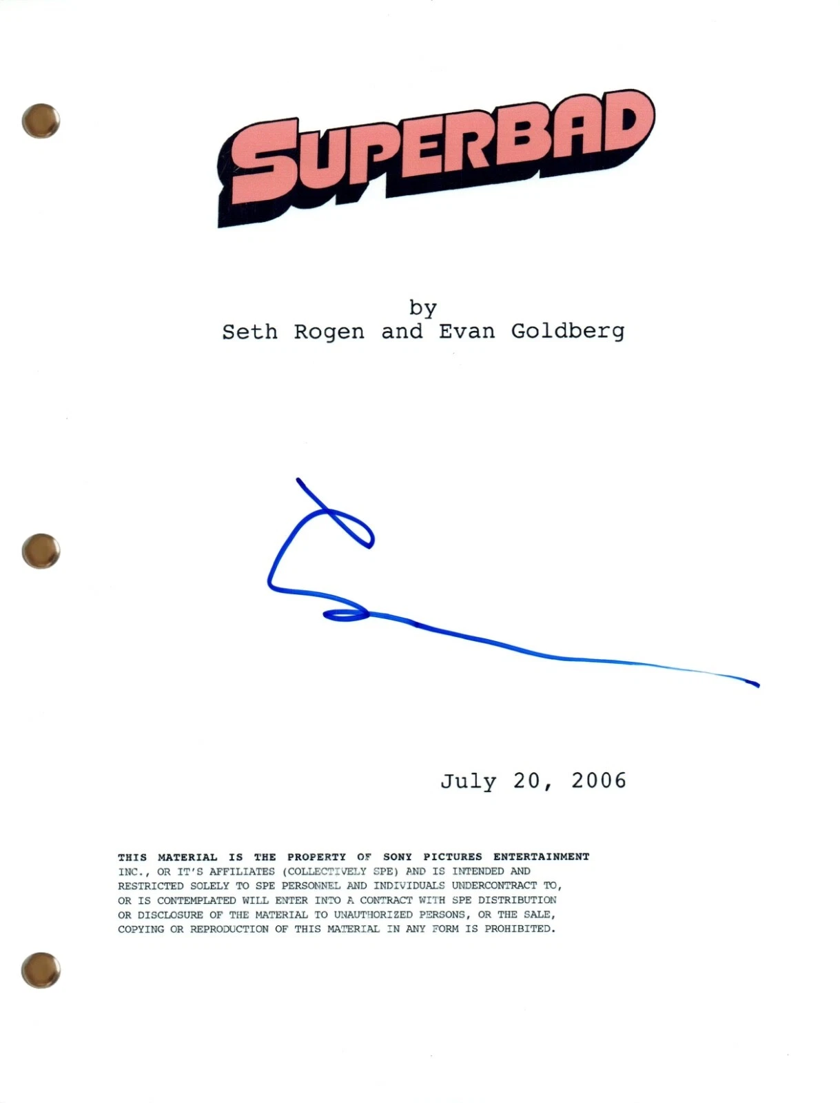 Jonah Hill Signed Autograph SUPERBAD Movie Script Full Screenplay COA ...