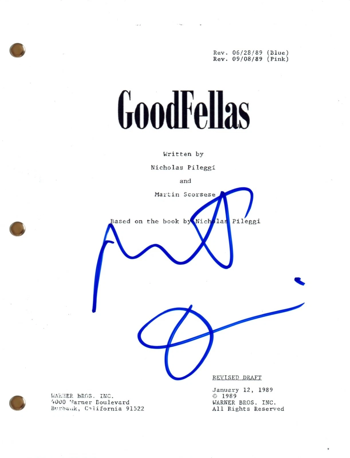 Robert De Niro Signed Goodfellas Autograph Movie Script Full Screenplay ...