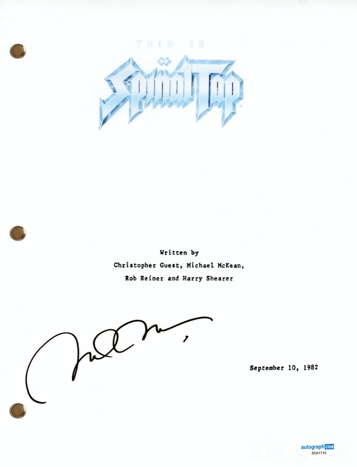 Michael McKean This Is Spinal Tap Signed Autograph Movie Script ...