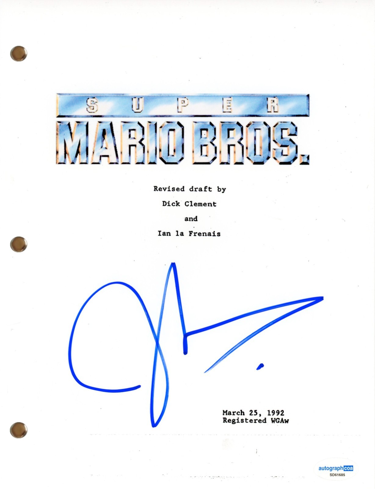 John Leguizamo "Super Mario Bros" Signed Autograph Movie Script ...