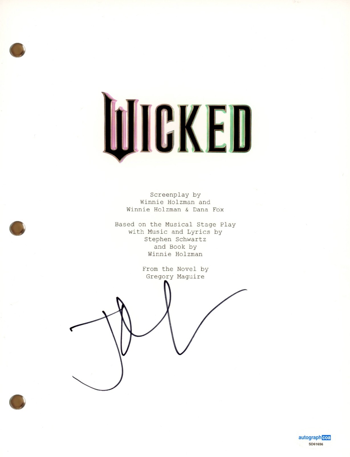 Jon M. Chu “Wicked” Signed Autograph Movie Script Full Screenplay ...