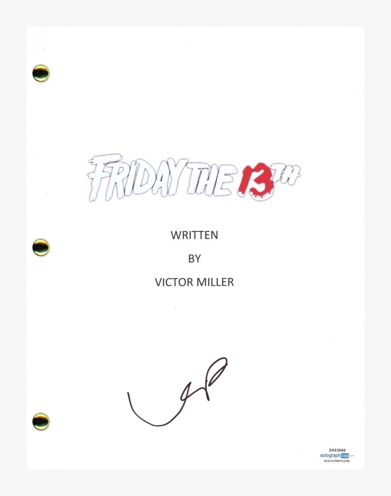 Kevin Bacon Signed Autographed Friday The 13th Movie Script ACOA COA ...