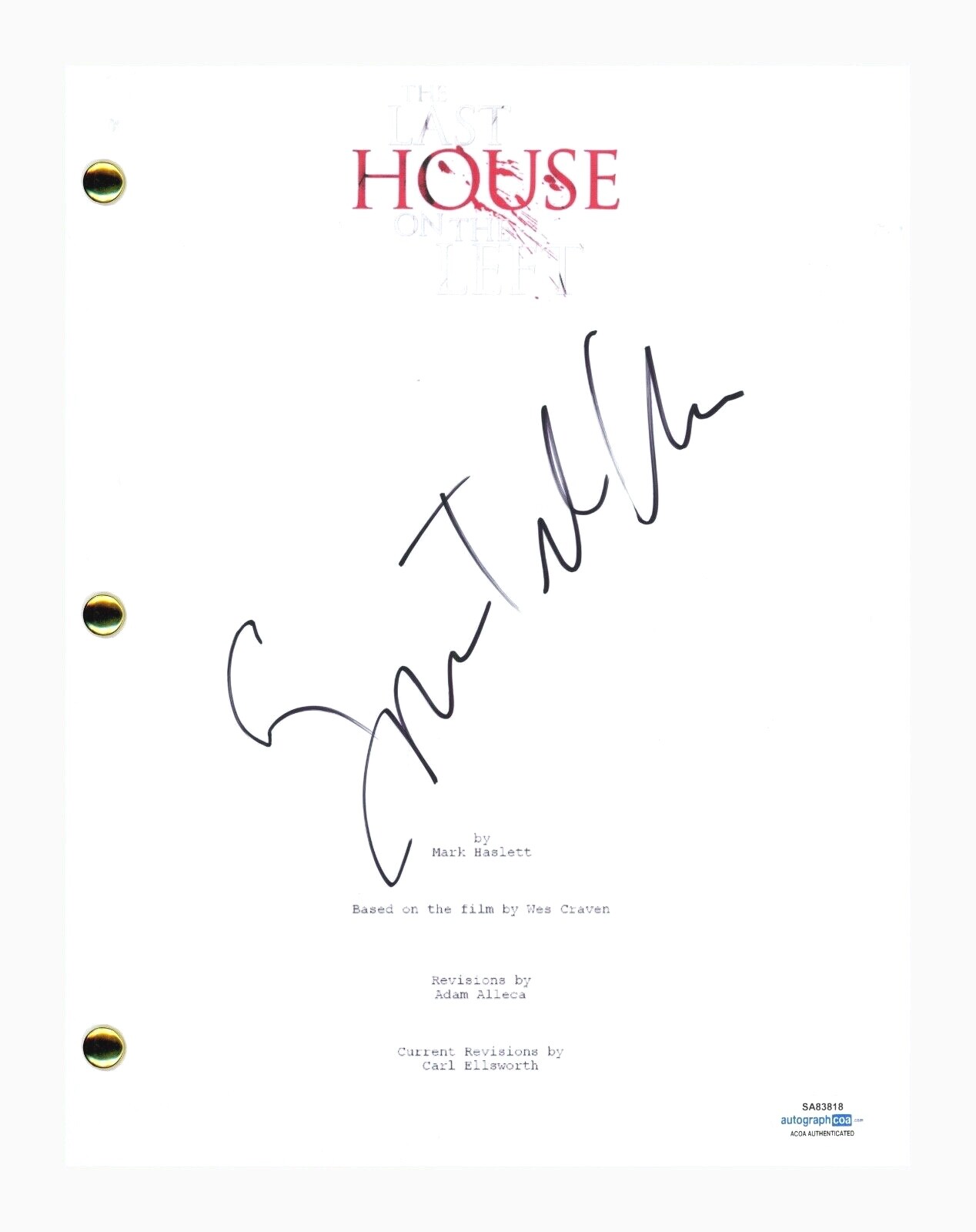 Spencer Treat Clark Signed The Last House On The Left Movie Script ACOA ...