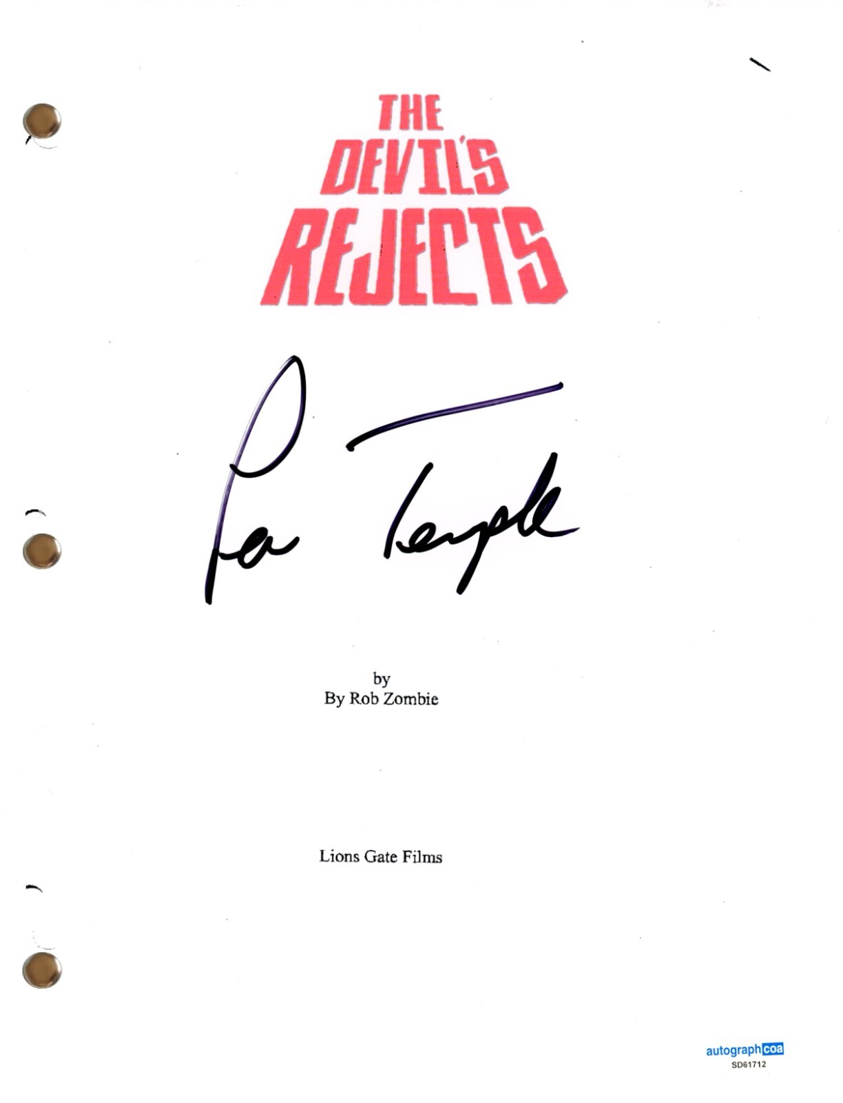 Lew Temple "The Devils' Rejects" Signed Autograph Full Movie Script ...