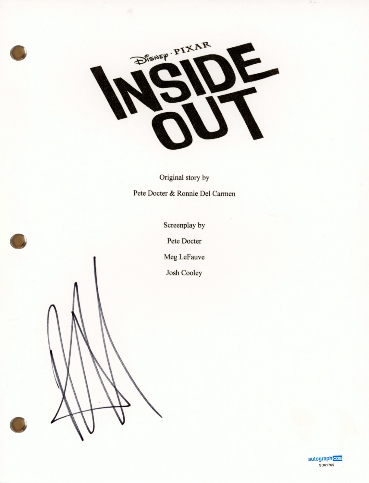 Richard Kind "Inside Out" Signed Autograph Movie Script Screenplay ...