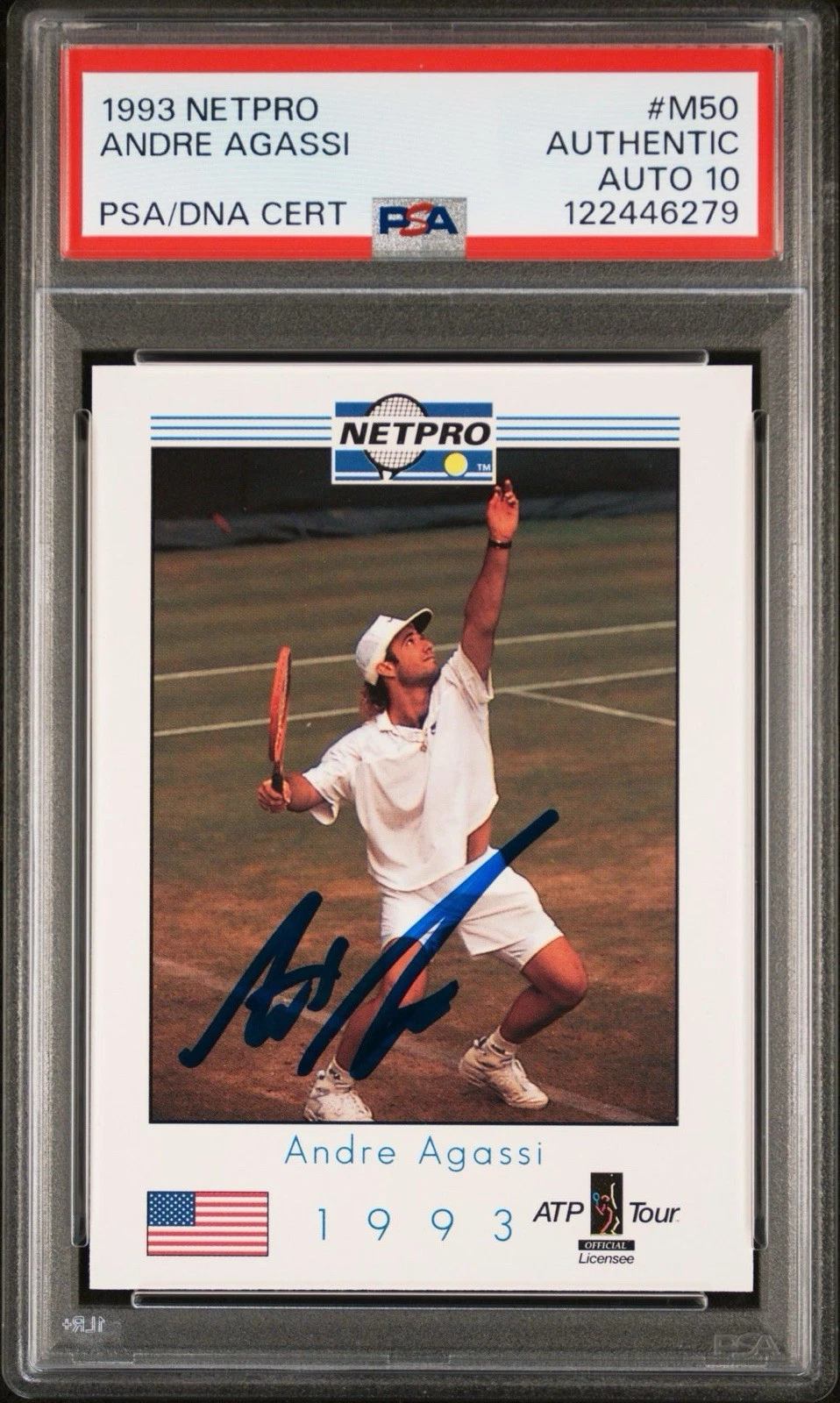 1993 NetPro #M50 Andre Agassi Signed Tennis Card PSA GEM MT 10 AUTO ATP ...