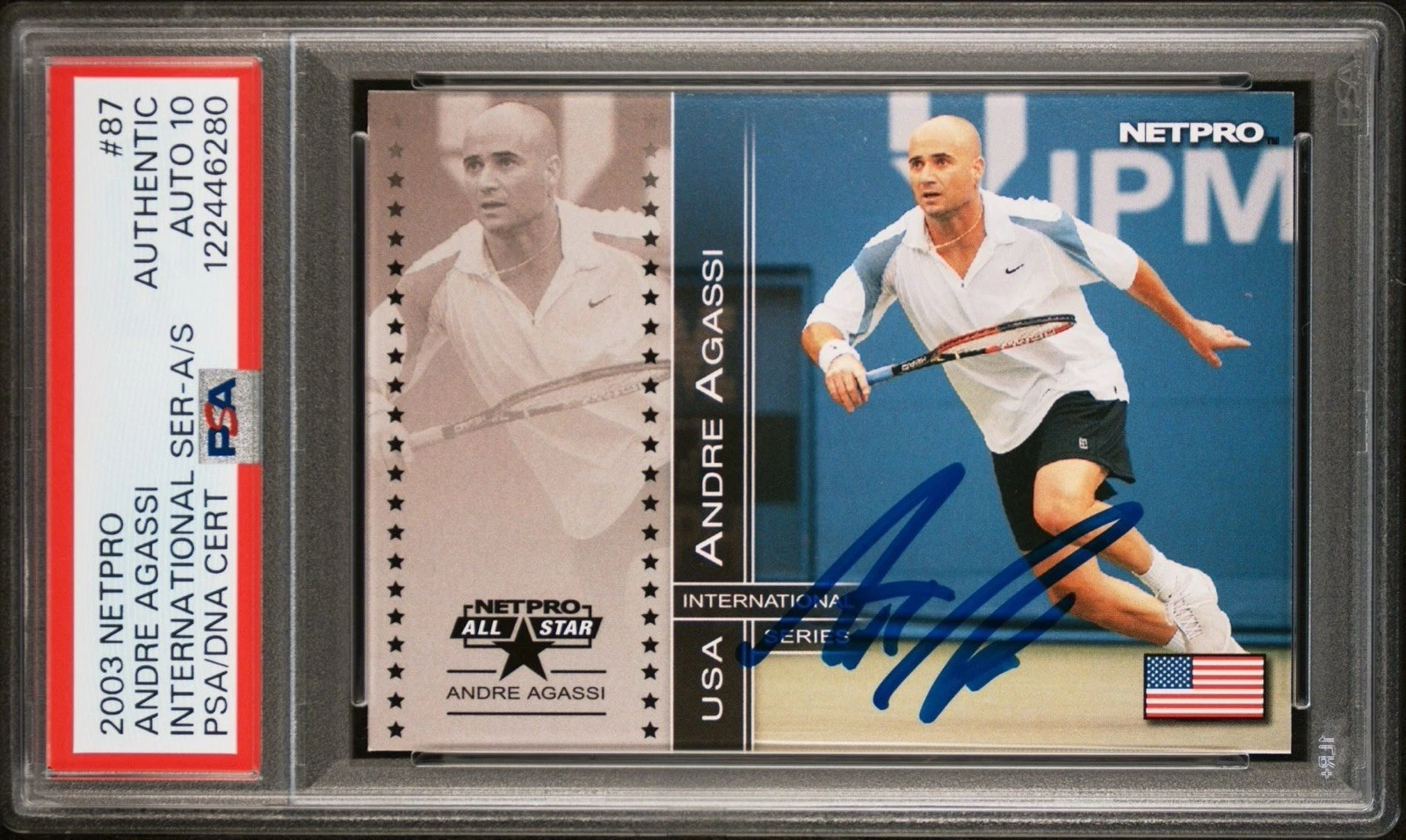 2003 NetPro #87 Andre Agassi Signed International All Star PSA GEM MT ...
