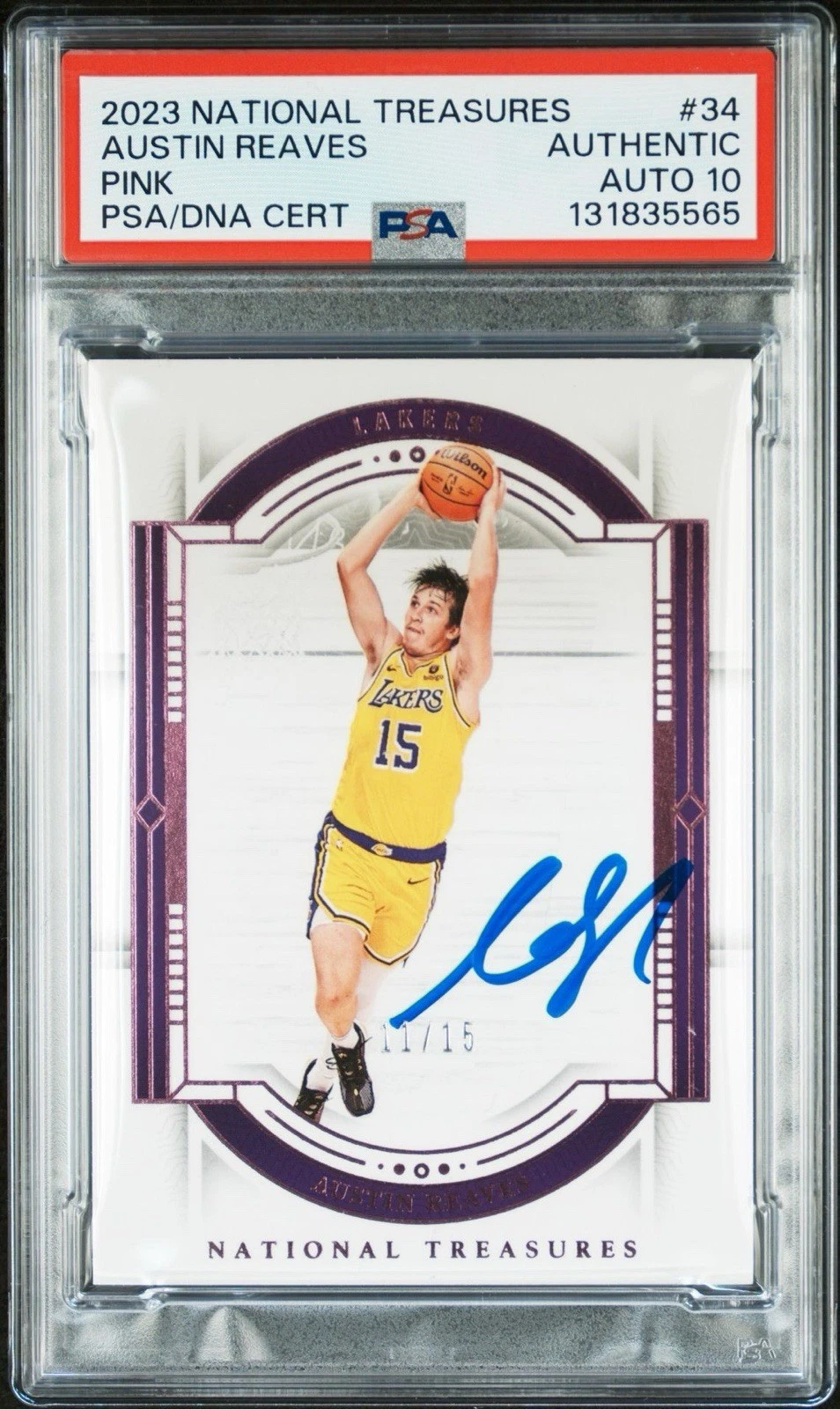 2023 National Treasures #34 Austin Reaves Signed Pink /15 PSA GEM 10 ...