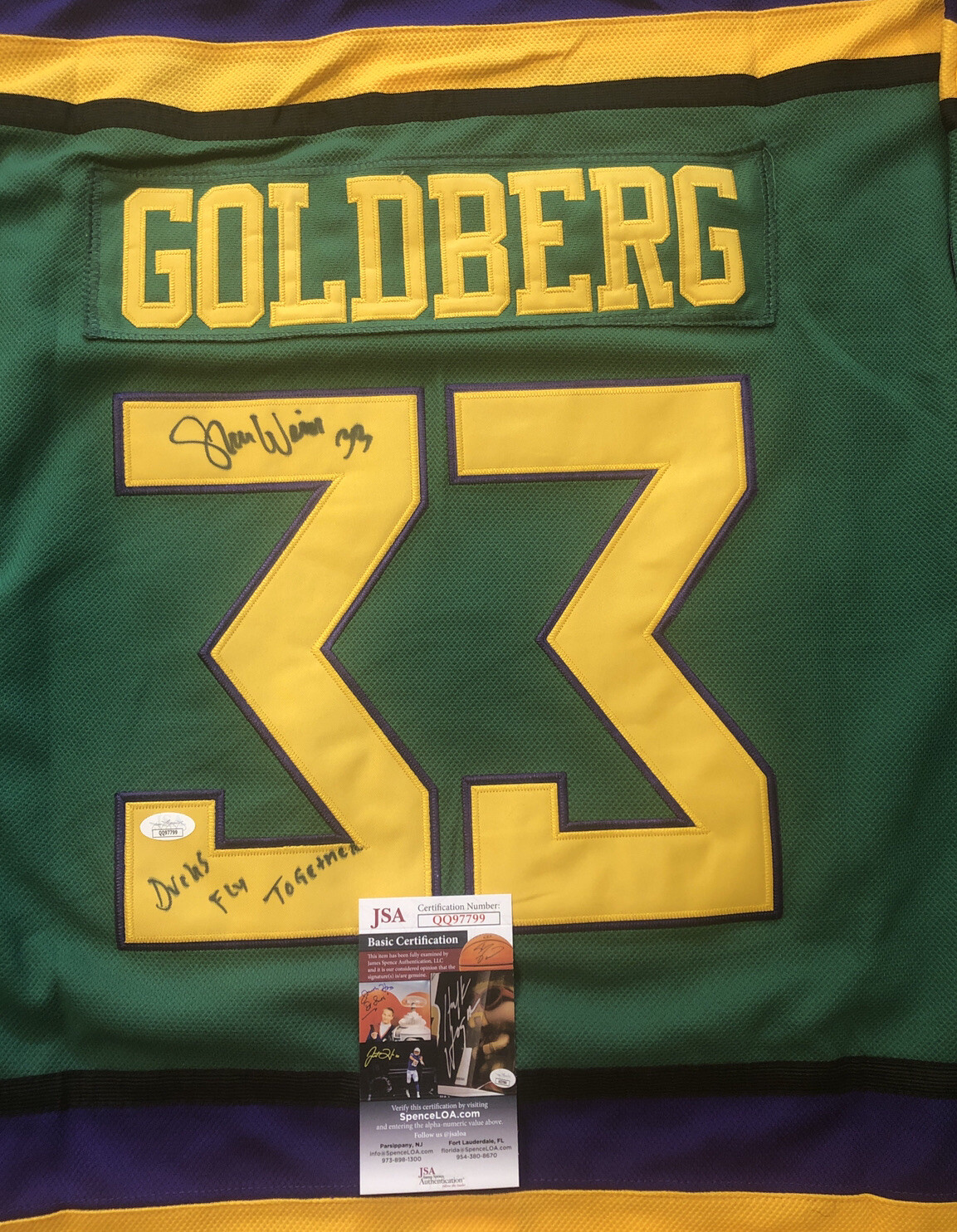 SHAUN WEISS SIGNED GOLDBERG JERSEY DISNEY THE MIGHTY DUCKS MOVIE PROOF ...